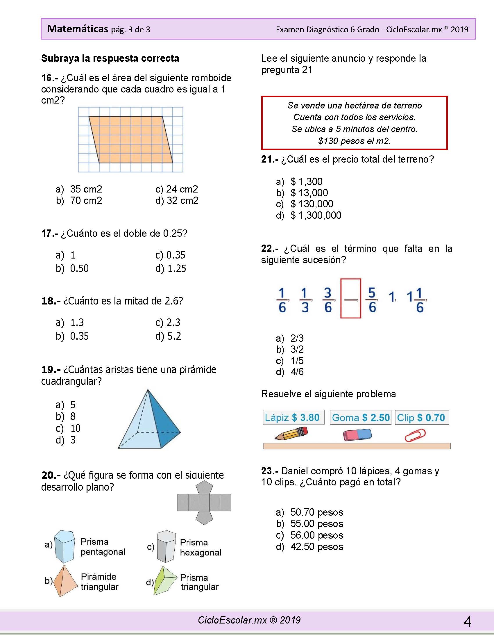 EXAMEN DIAGNÓSTICO SEXTO GRADO 2019-2020_Página_04 - Imagenes Educativas