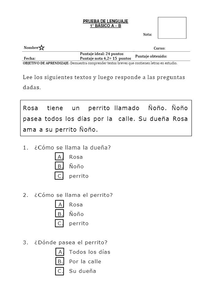 Pruebas de COMPRENSIÓN LECTORA para todos los GRADOS 1-2-3-4-5-6 ...