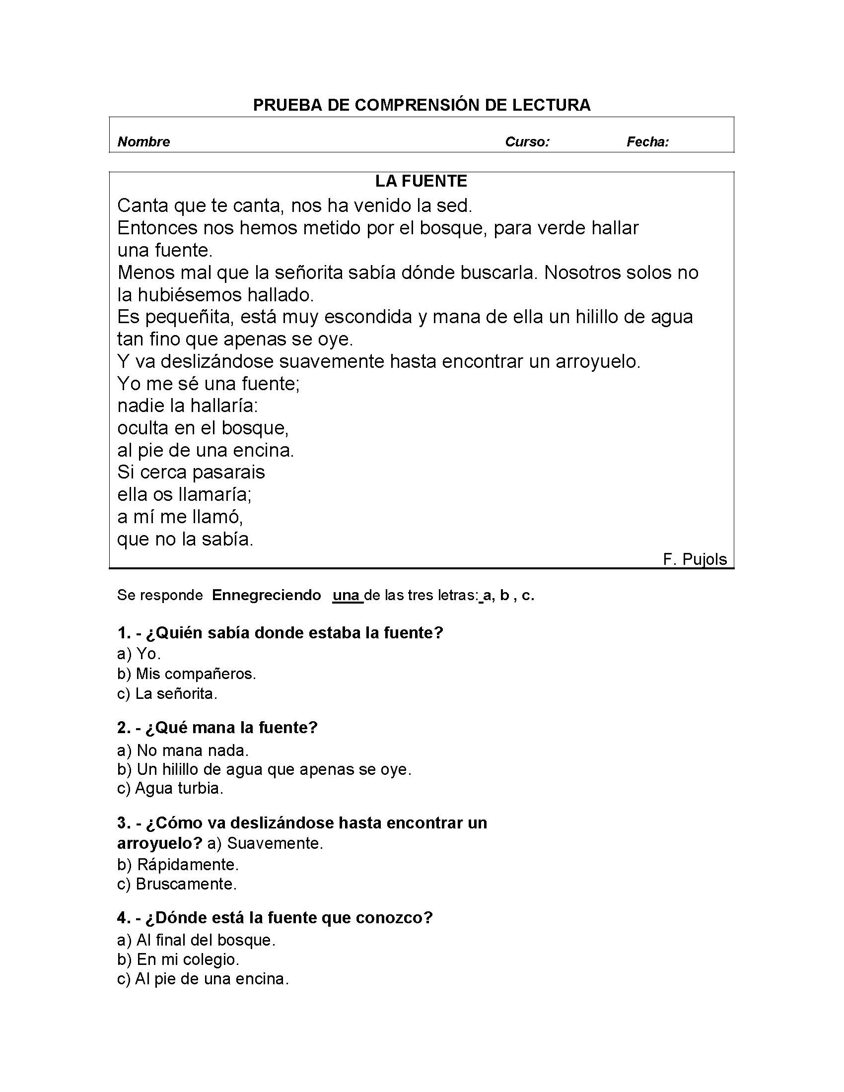 Pruebas de COMPRENSIÓN LECTORA para todos los GRADOS 1-2-3-4-5-6 ...