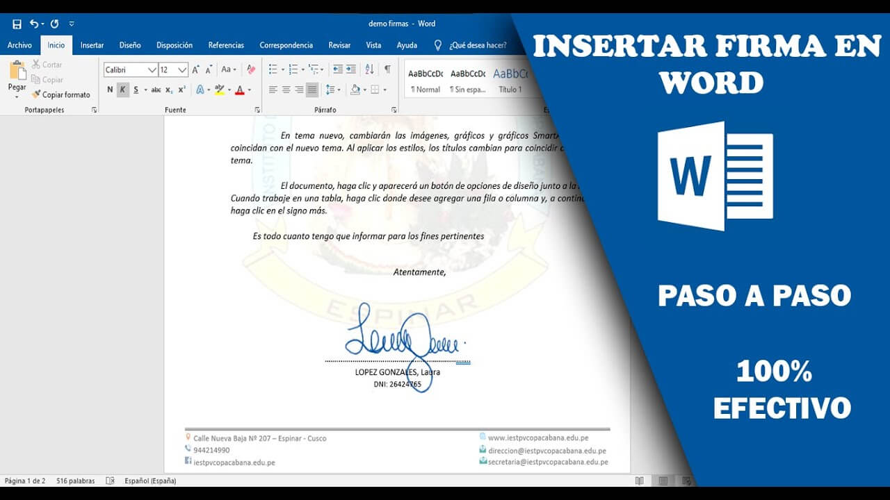 Cómo insertar una firma en Word - Imagenes Educativas