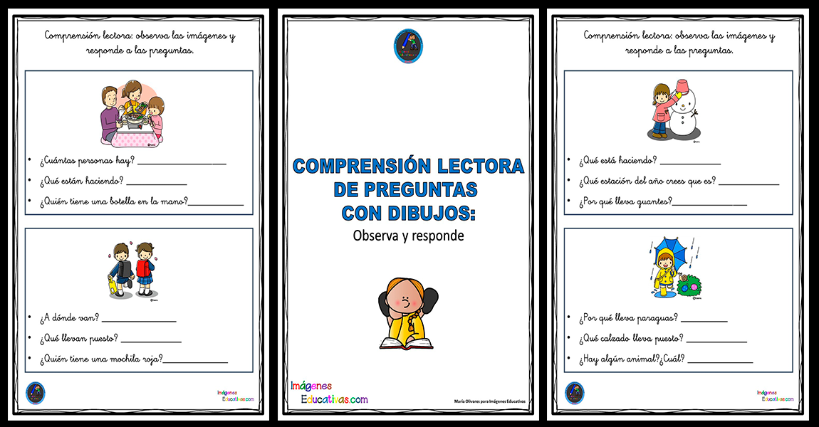 Comprensión lectora de preguntas con dibujos - Imagenes Educativas