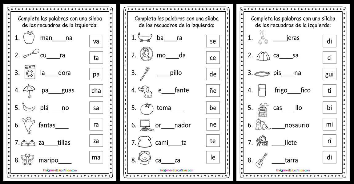 conciencia silábica – Página 2 – Imagenes Educativas