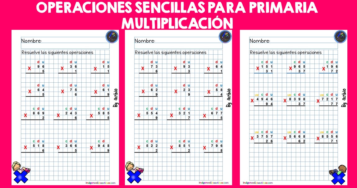 OPERACIONES SENCILLAS PARA PRIMARIA MULTIPLICACIÓN PORTADA - Imagenes ...