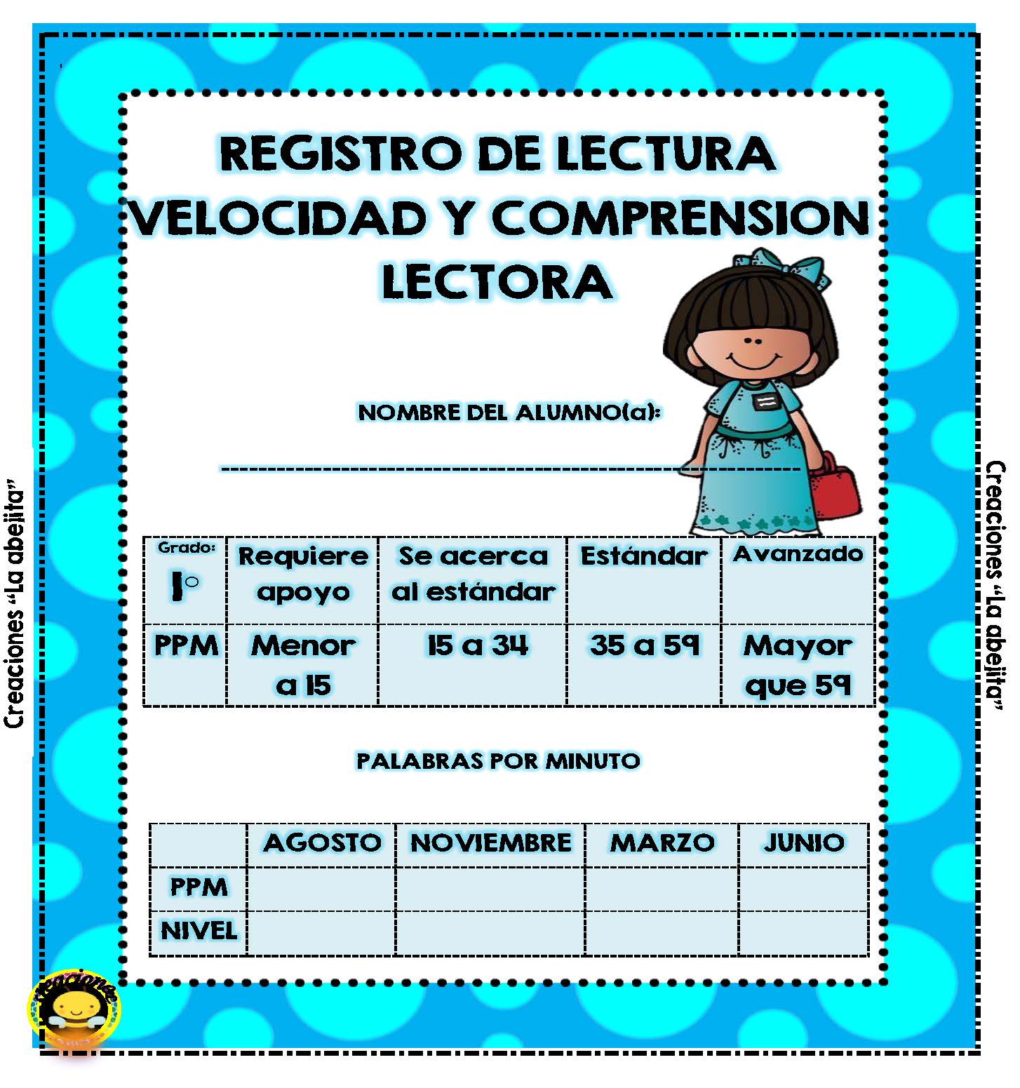 REGISTRO DE LECTURA, VELOCIDAD Y COMPRENSIÓN LECTORA PARA 1º - 2º Y 3º ...