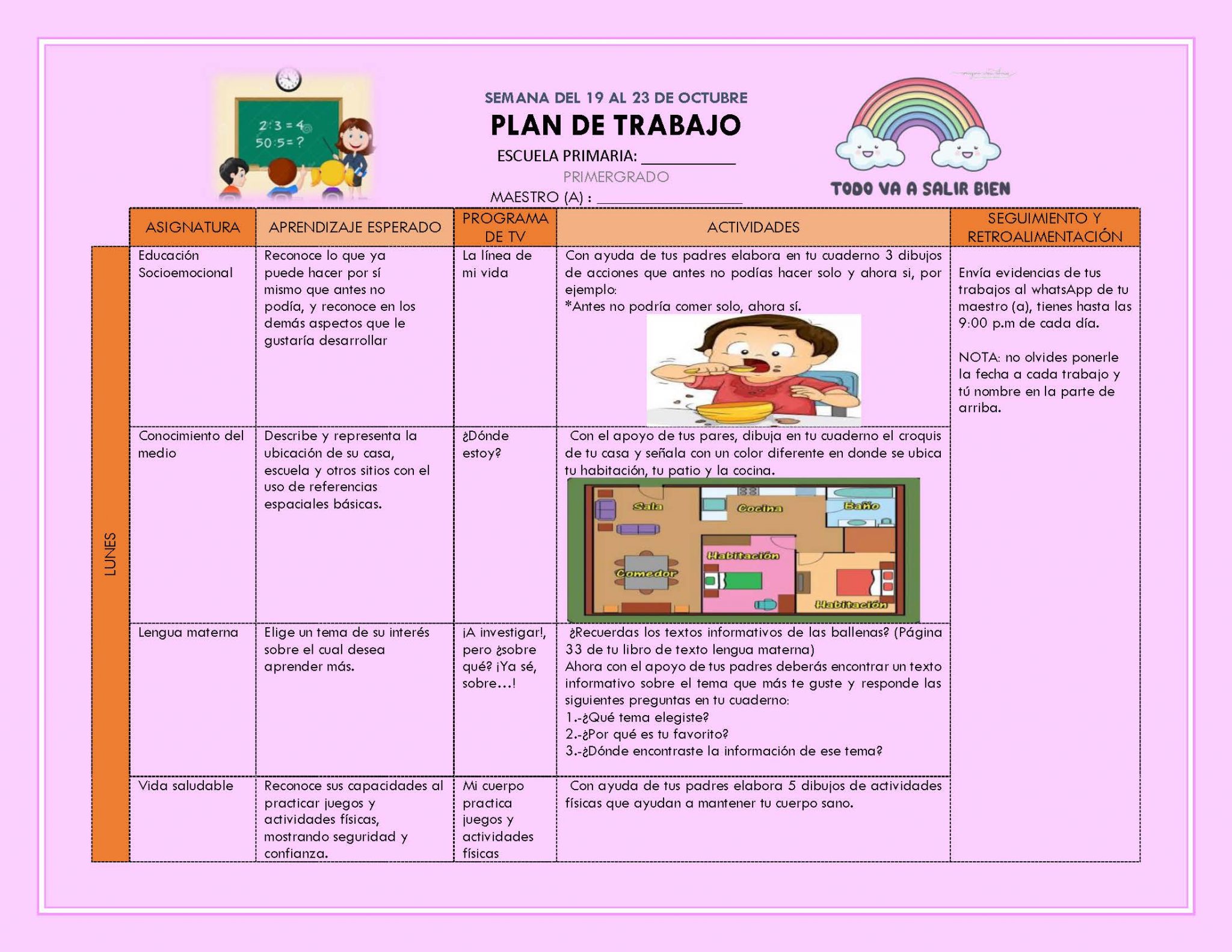 PLAN DE TRABAJO SEMANA 9 DEL 19 AL 23 OCTUBRE TODOS LOS GRADOS Y ...