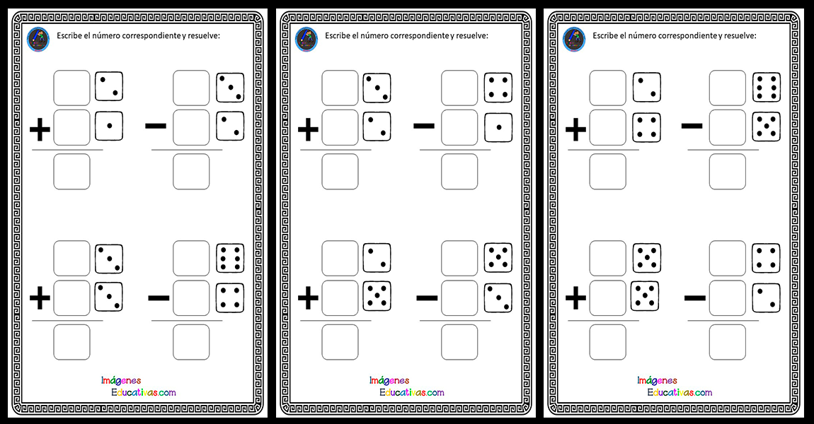 Sumas y restas con dados - Imagenes Educativas