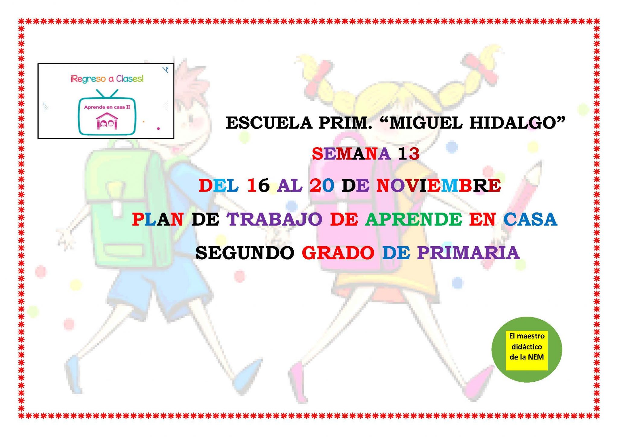 PLANIFICACIÓN SEMANA 13 DEL 16 AL 20 de NOVIEMBRE - Imagenes Educativas