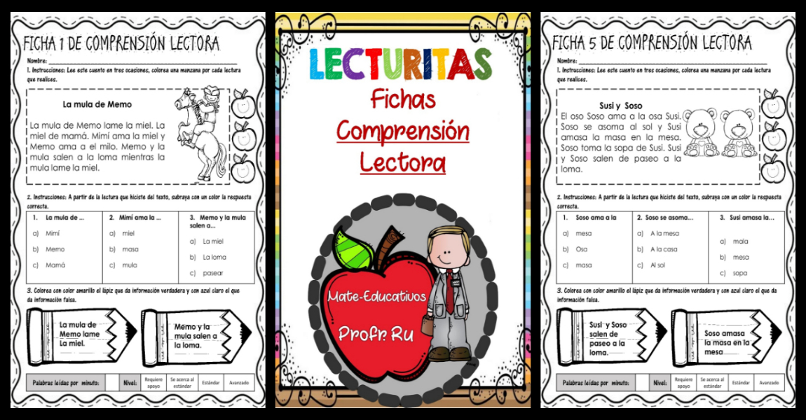 40 Fichas de Comprensión Lectora - Imagenes Educativas
