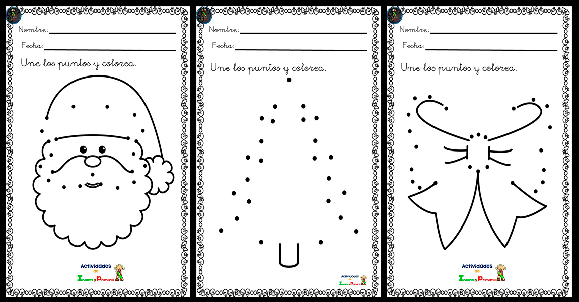 Fichas de Navidad: Une los puntos y colorea - Imagenes Educativas