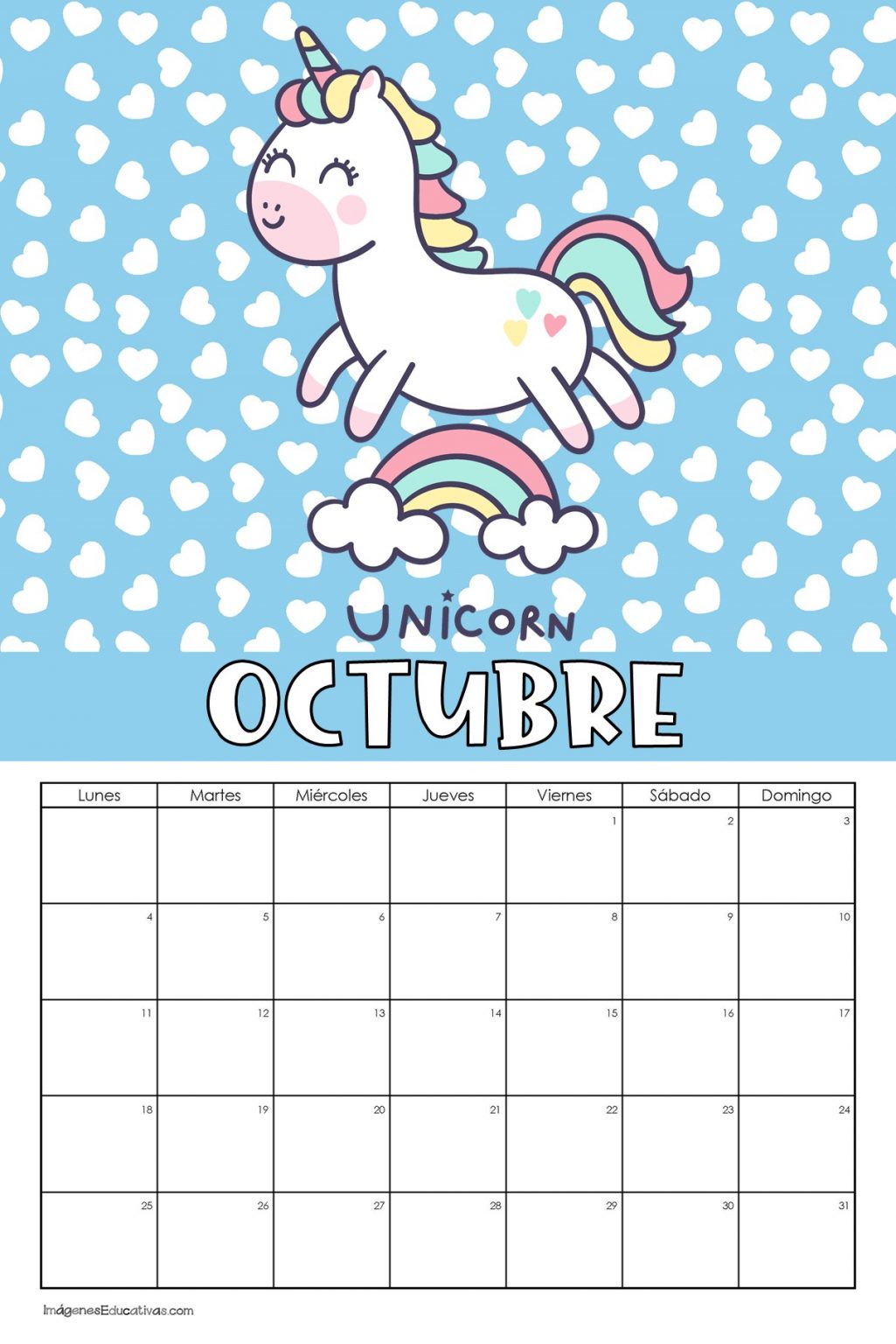 CALENDARIO DE UNICORNIOS 2021 - Imagenes Educativas