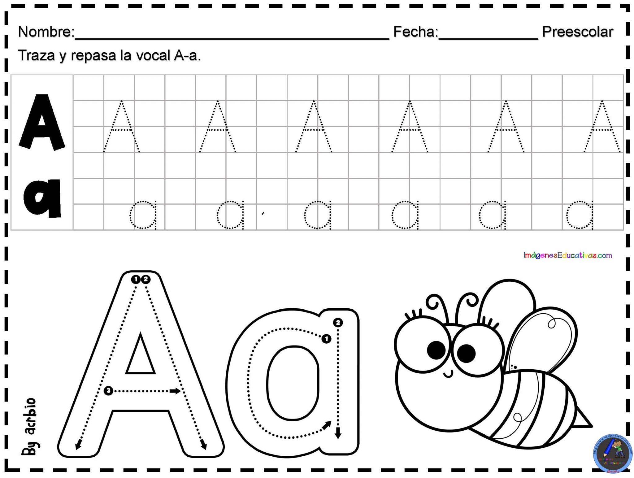 CUADERNO PARA PREESCOLAR VOCALES LETRA A - Imagenes Educativas
