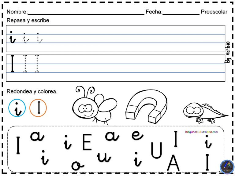 CUADERNO PARA PREESCOLAR VOCALES LETRA I - Imagenes Educativas