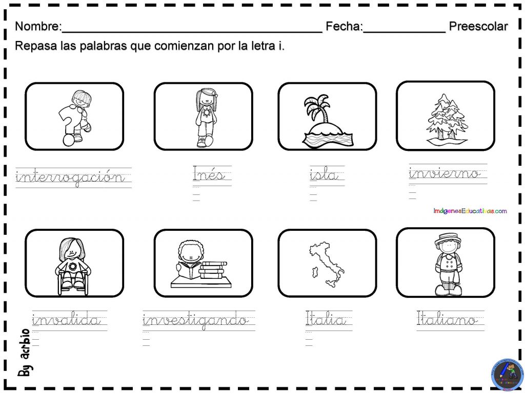 CUADERNO PARA PREESCOLAR VOCALES LETRA I - Imagenes Educativas