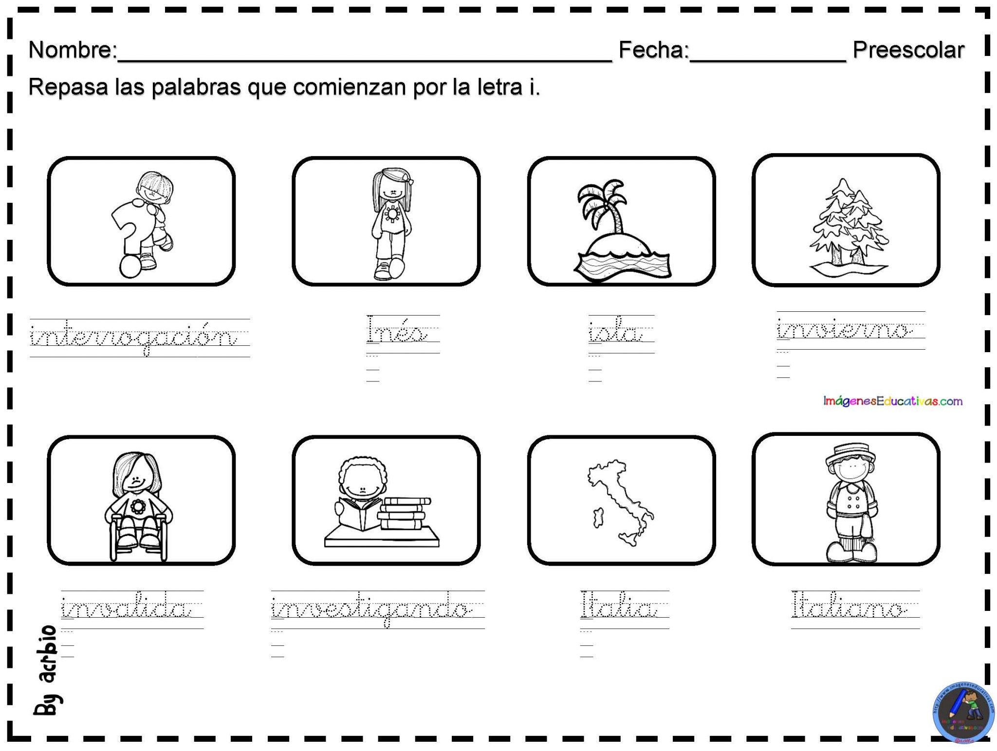 CUADERNO PARA PREESCOLAR VOCALES LETRA I - Imagenes Educativas