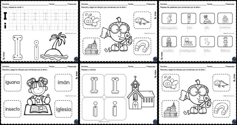 CUADERNO PARA PREESCOLAR VOCALES LETRA I - Imagenes Educativas