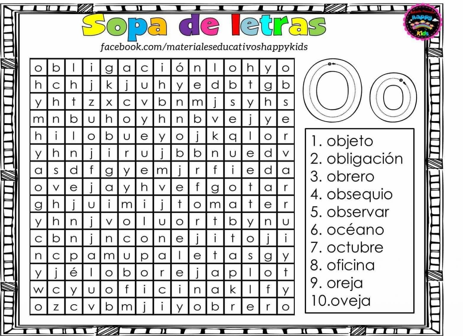SOPA DE LETRAS PARA TRBAJAR LAS PALABRAS - Imagenes Educativas