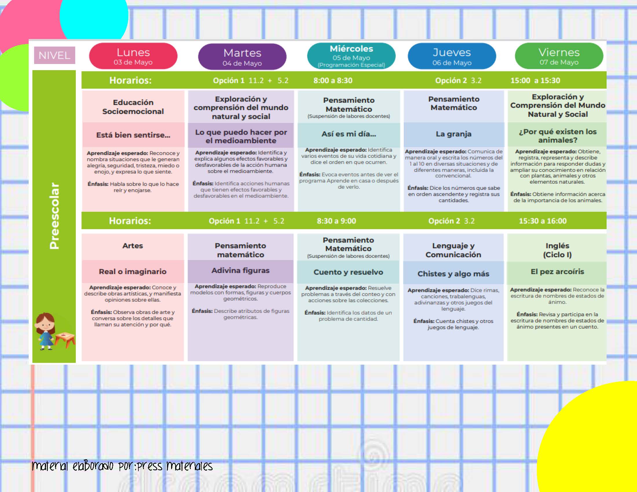 Preescolar Semana 32 Plan De Trabajo Y Fichas De Apoyo 3 7 De Mayo