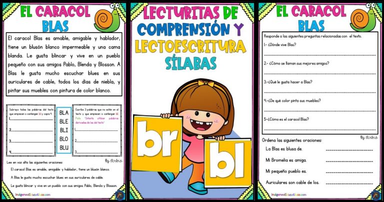 COMPRENSIÓN LECTORA PARA INFANTIL Y PRIMER GRADO TRABADAS Br y Bl ...