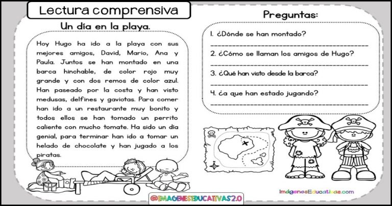 FICHAS DE COMPRENSIÓN LECTORA PARA NIÑOS portdada - Imagenes Educativas
