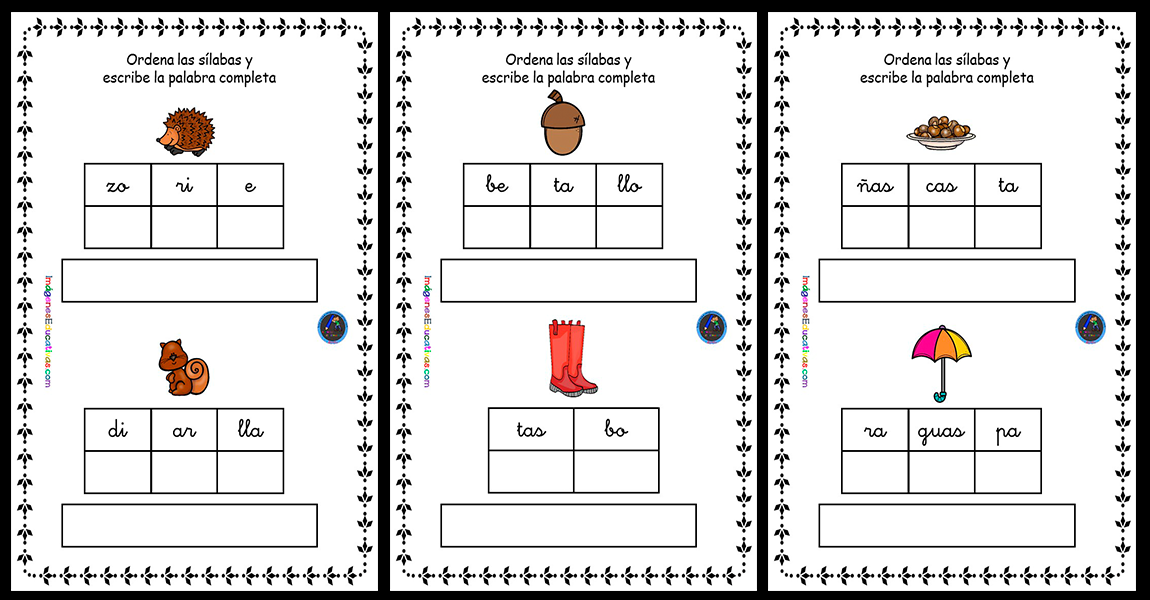 CONCIENCIA SILÁBICA CON VOCABULARIO DE OTOÑO - Imagenes Educativas