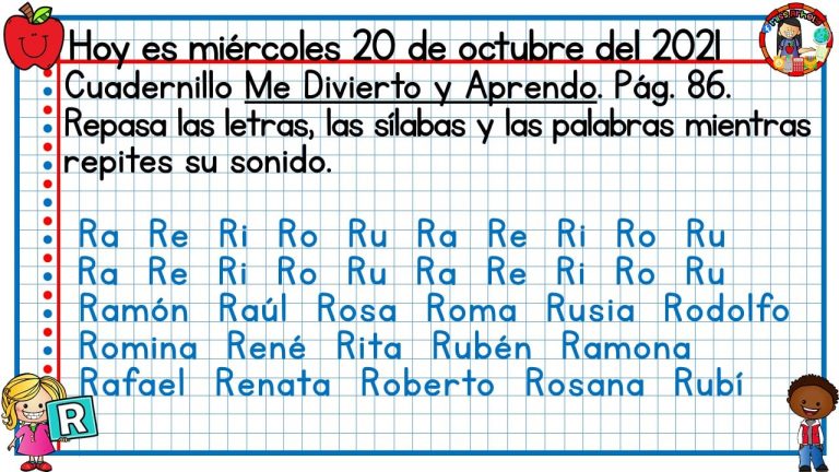 CUADERNO PARA REPASAR SÍLABAS DIRECTAS LETRAS R Y RR SEMANA DEL 18 AL ...