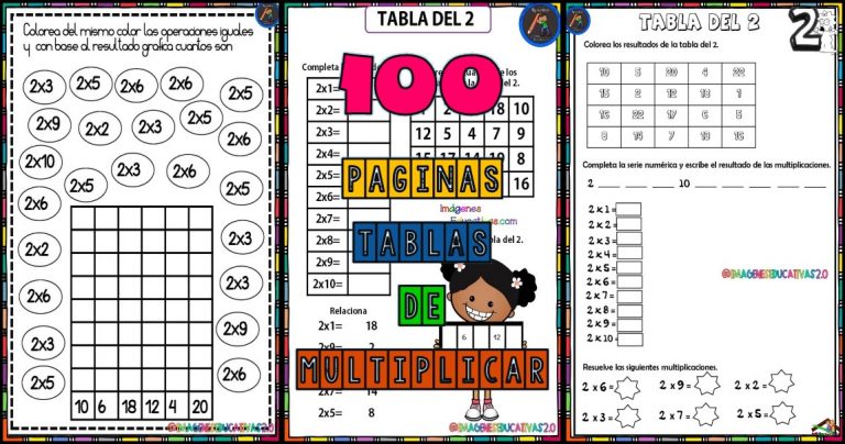 MI PRIMER CUADERNO DE LAS TABLAS DE MULTIPLICAR 100 PÁGINAS EN PDF ...