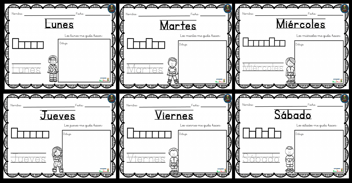 FICHAS DIDÁCTICAS PDF: LOS DÍAS DE LA SEMANA - Imagenes Educativas