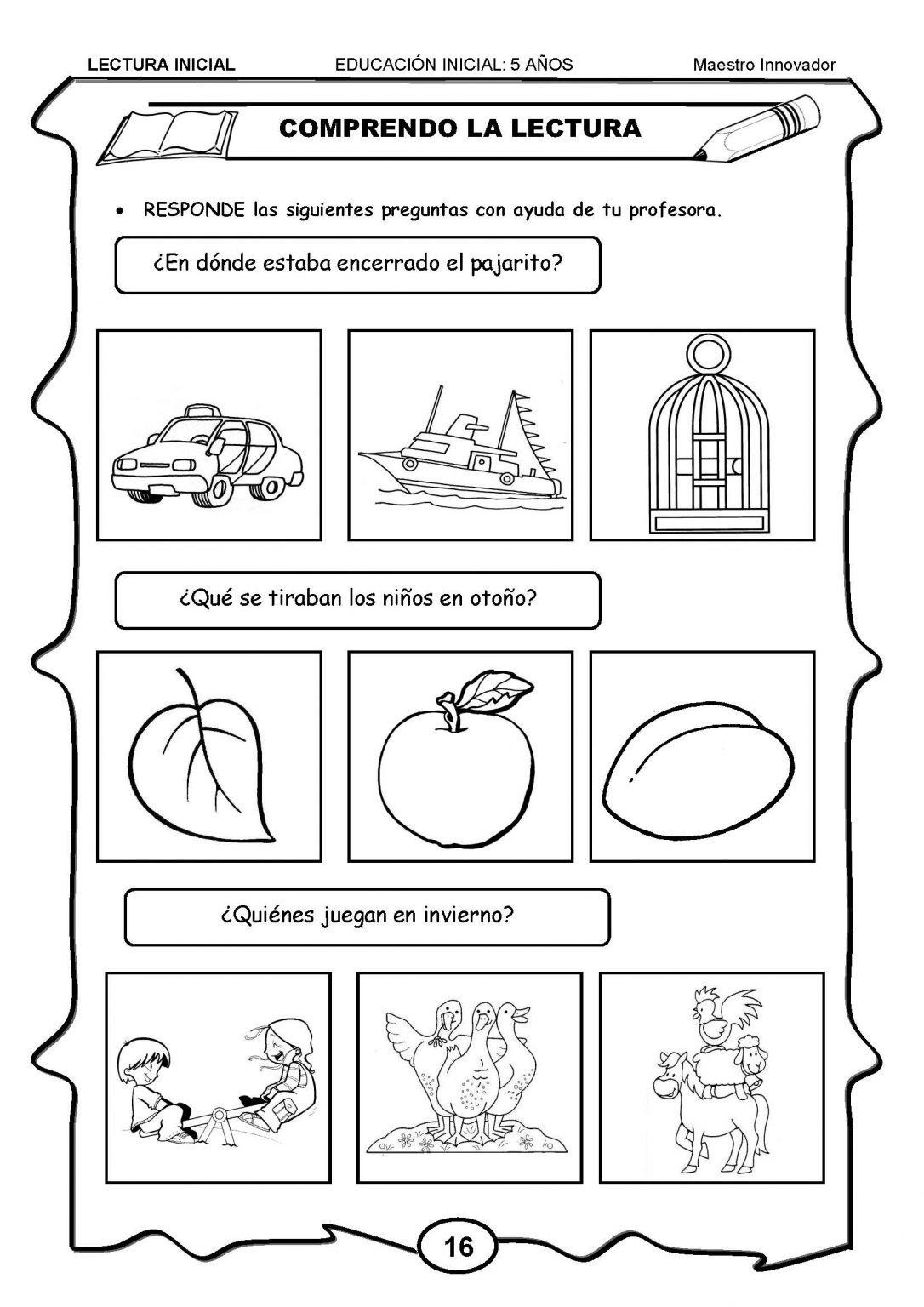 CUADERNO DE LECTURA INCIAL PARA INFANTIL Y PRIMARIA - Imagenes Educativas