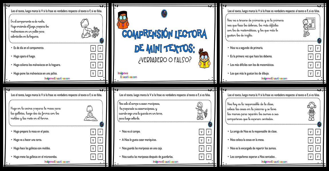 EJERCICIO DE COMPRENSIÓN LECTORA: VERDADERO O FALSO - Imagenes Educativas