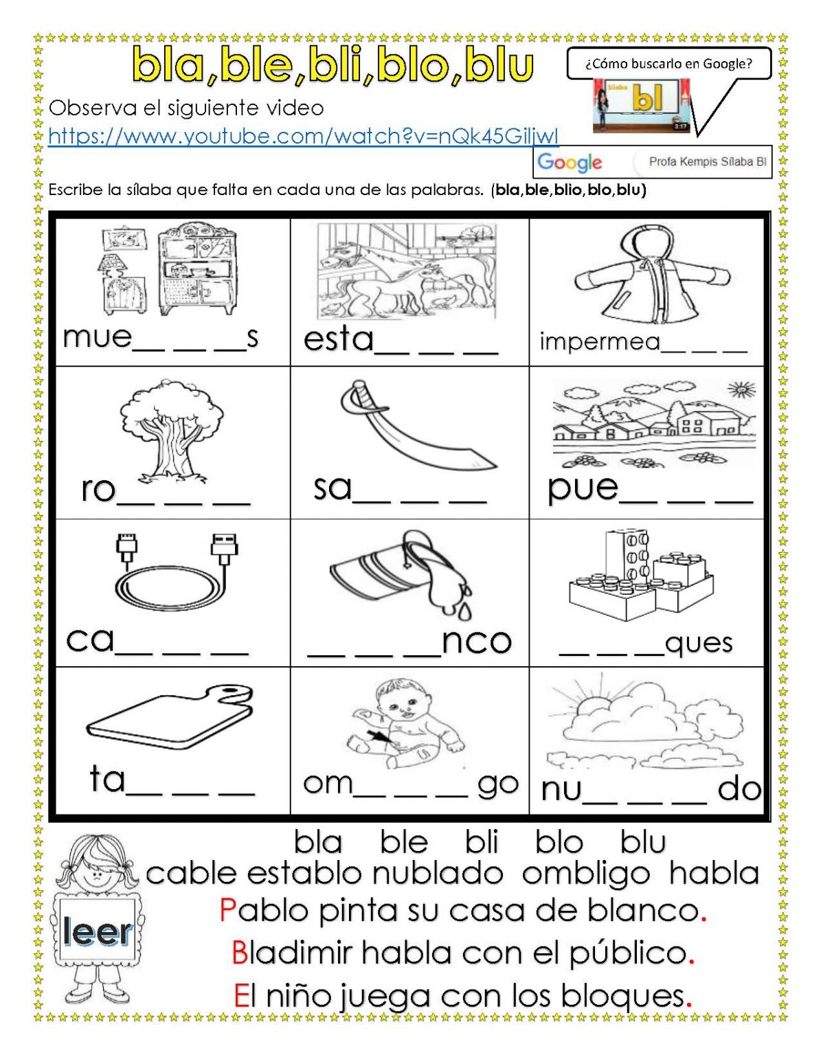 MI LIBRITO DE SÍLABAS TRABADAS - Imagenes Educativas