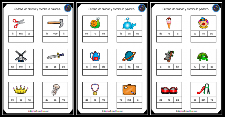 PALABRAS DE 3 SÍLABAS: ORDENA Y ESCRIBE - Imagenes Educativas