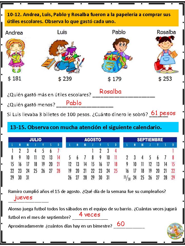 EXAMEN DIAGNÓSTICO PARA 3°GRADO Y 3º DE PRIMARIA - Imagenes Educativas