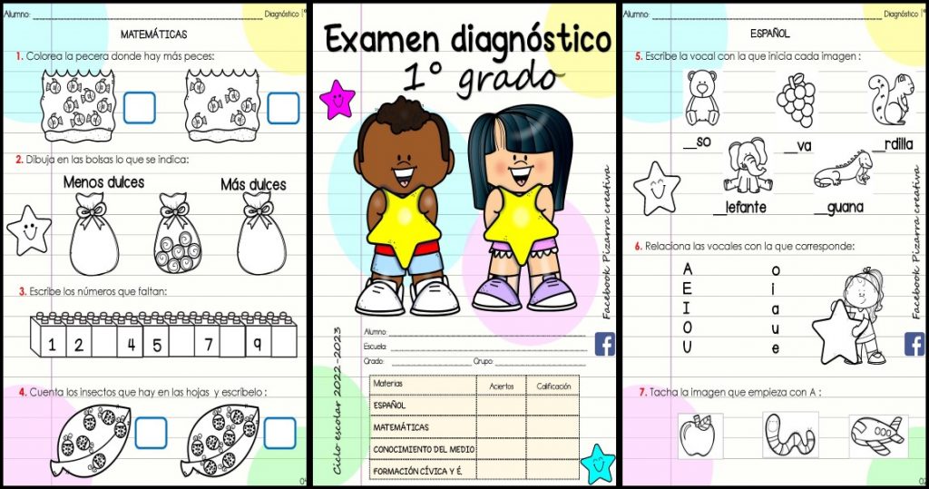 EXAMEN DIAGNÓSTICO PARA 1°GRADO Y 1º DE PRIMARIA 2023 - Imagenes Educativas
