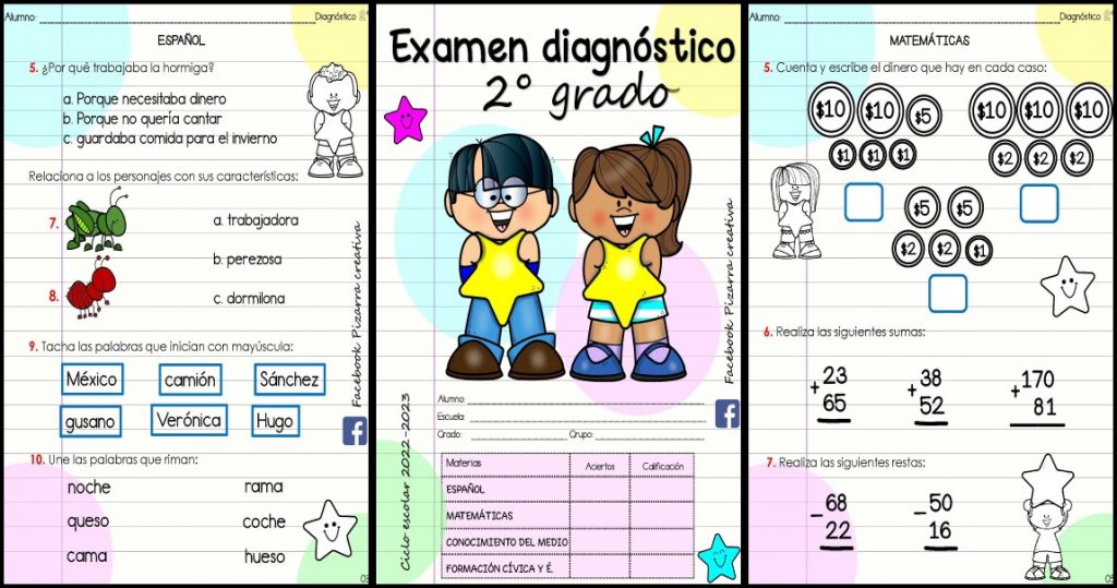 EXAMEN DIAGNÓSTICO PARA 2°GRADO Y 2º DE PRIMARIA - Imagenes Educativas