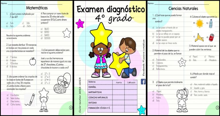 EXAMEN DIAGNÓSTICO PARA 4°GRADO Y 4º DE PRIMARIA - Imagenes Educativas