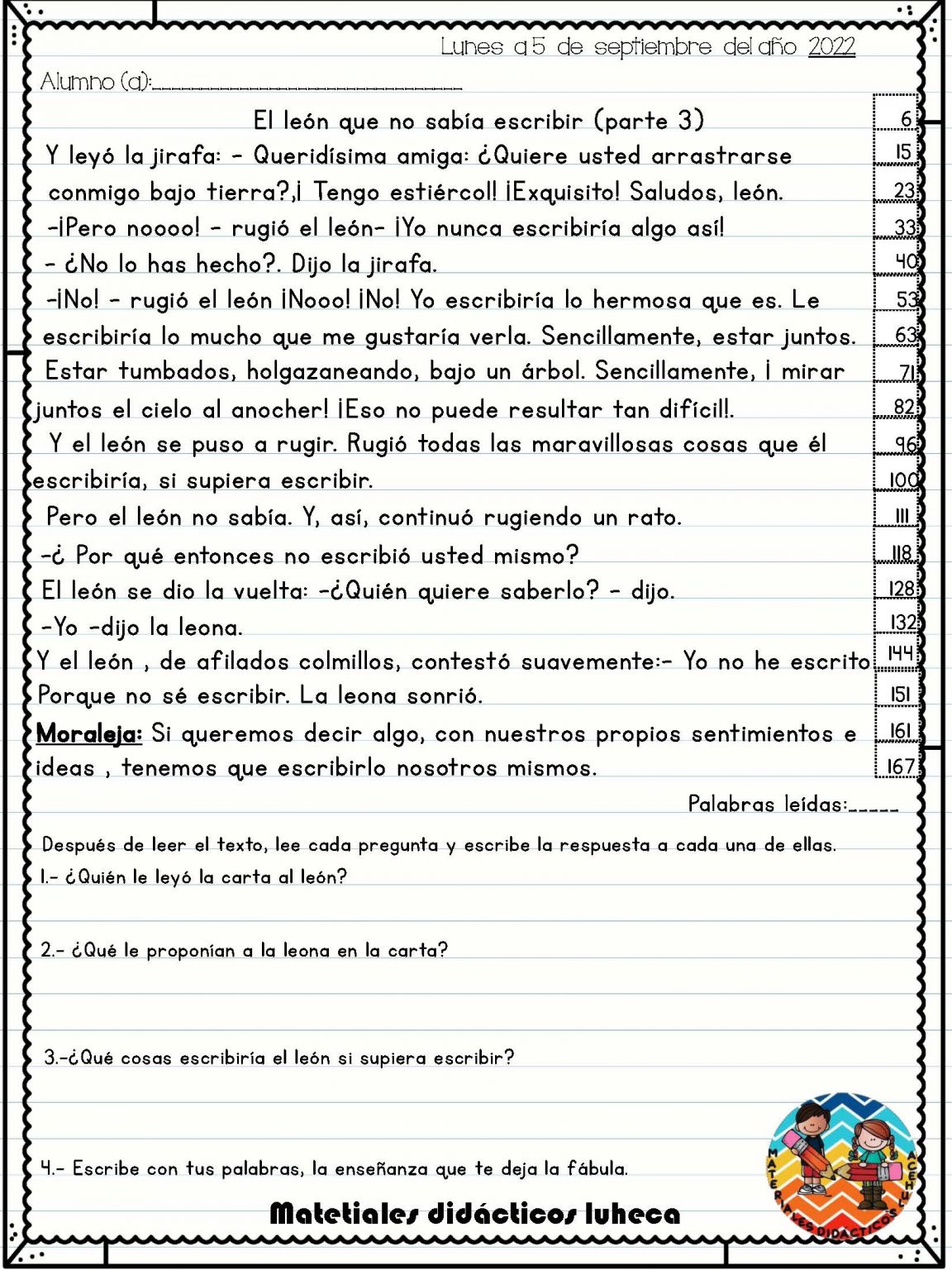 COMPRENSIÓN LECTORA PARA SEPTIEMBRE - Imagenes Educativas