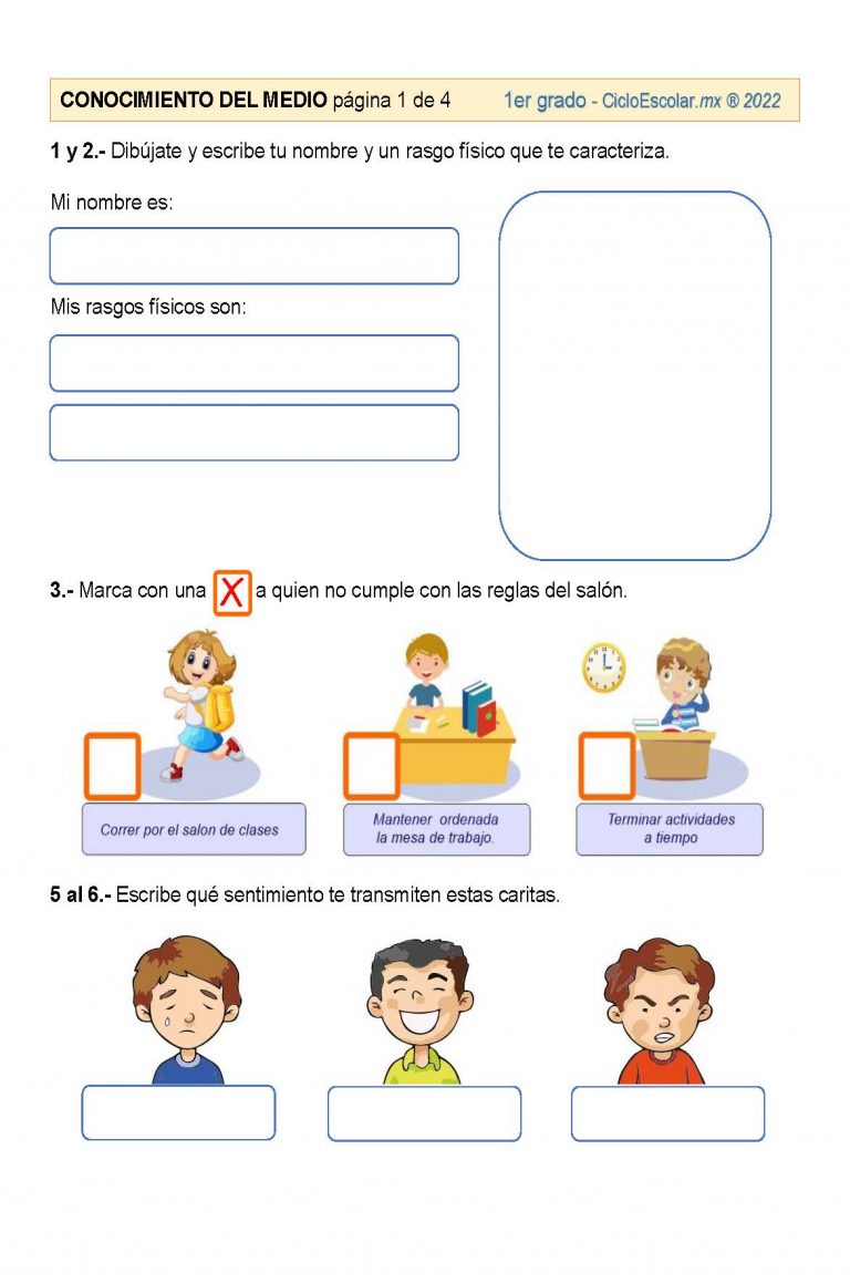 EXAMEN TRIMESTRE BLOQUE I 1° PRIMARIA CICLO ESCOLAR 2022-2023 ...
