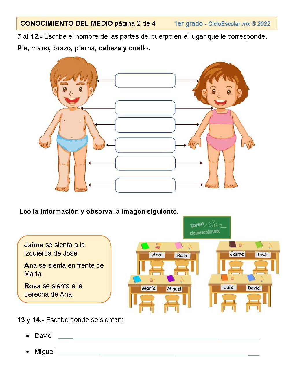 EXAMEN TRIMESTRE BLOQUE I 1° PRIMARIA CICLO ESCOLAR 2022-2023 ...