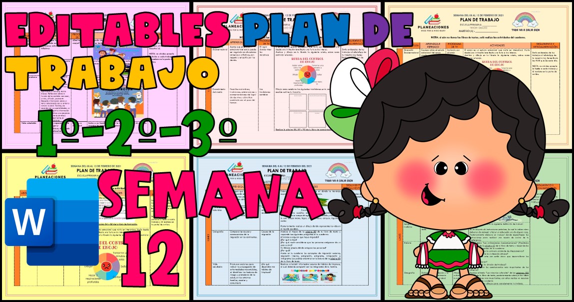 Editable Plan De Trabajo Semana 12 Del 14 Al 18 De Noviembre 1º 2º Y 3º