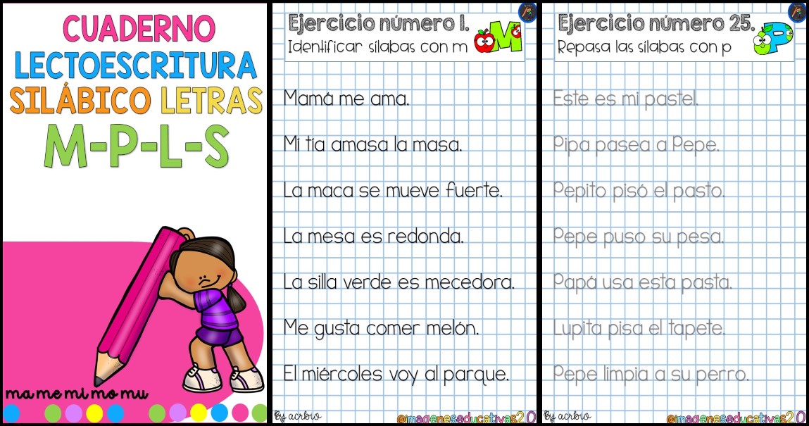 Cuaderno Lectoescritura Letras M P L S Imagenes Educativas