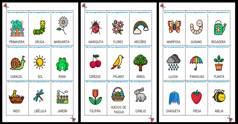 LOTERÍA DE IMÁGENES DE PRIMAVERA - Imagenes Educativas
