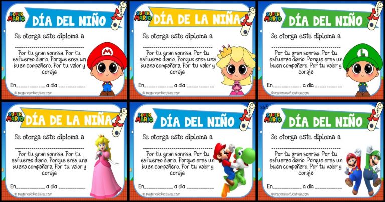 DIPLOMAS DÍA DEL NIÑO SUPER MARIO BROS PORTADA - Imagenes Educativas