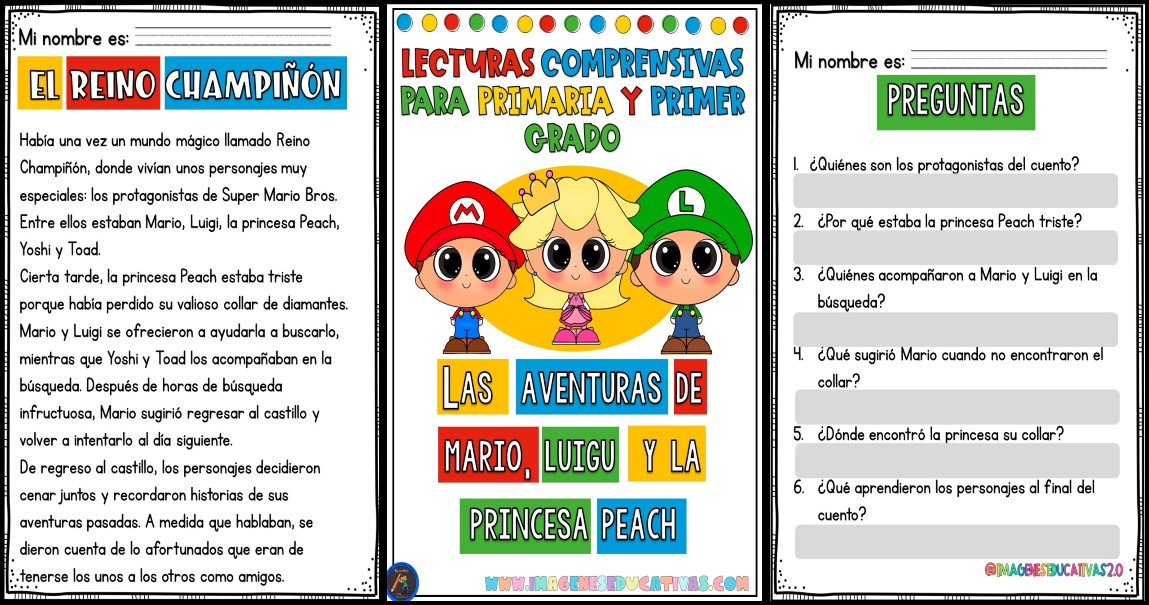 Lecturas Comprensivas Para Primaria Mario Bros Imagenes Educativas