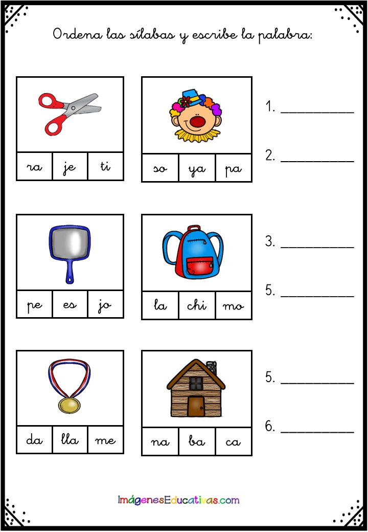 ordenar palabras trisilabas (2) - Imagenes Educativas