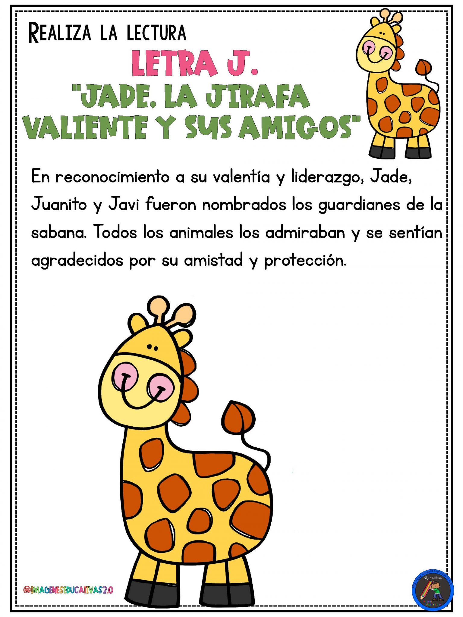 CUENTOS DEL ABECEDARIO. LETRA J. “JADE, LA JIRAFA VALIENTE Y SUS AMIGOS ...