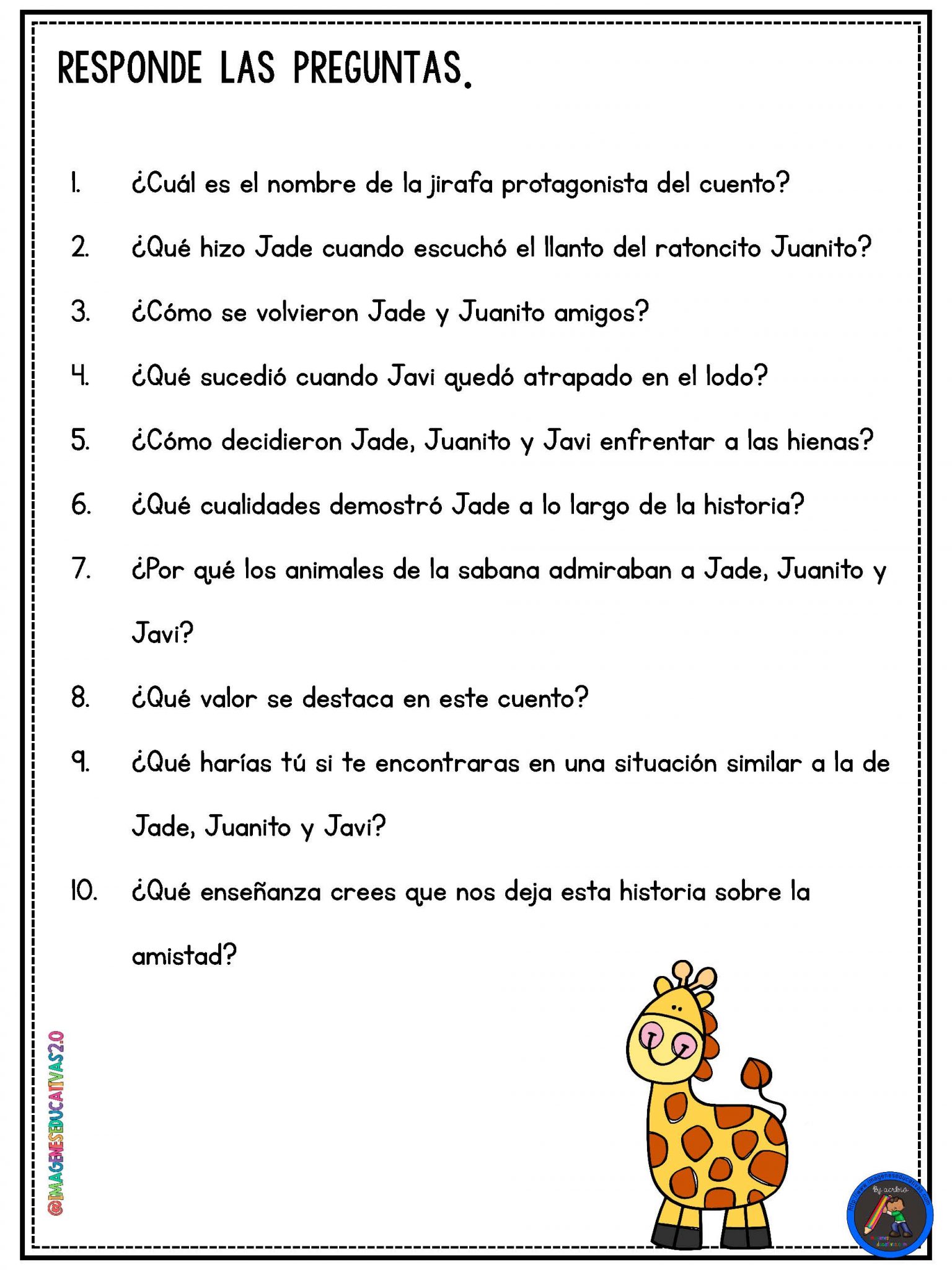 CUENTOS DEL ABECEDARIO. LETRA J. “JADE, LA JIRAFA VALIENTE Y SUS AMIGOS ...