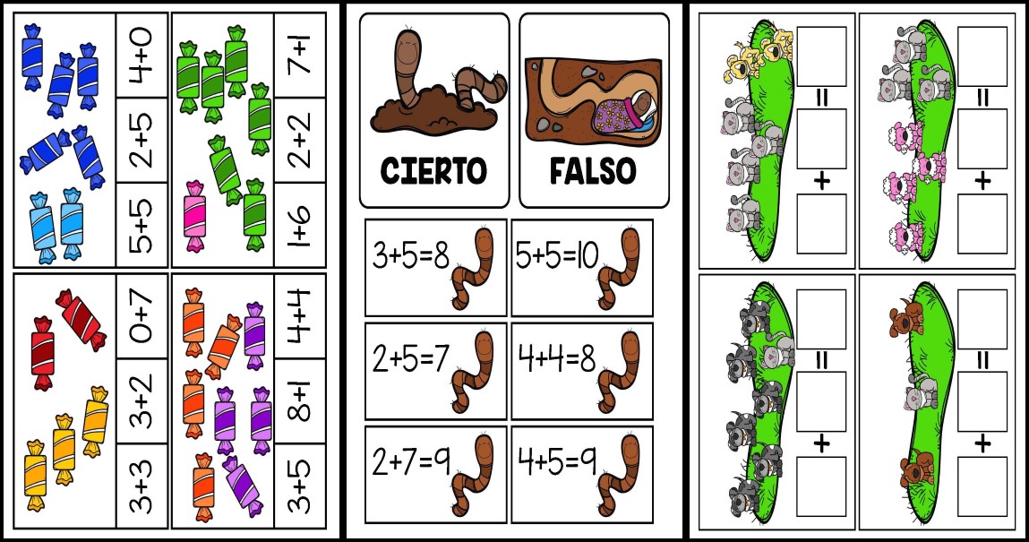 Hojas De Trabajo De Suma Simple Para Niños En Edad Preescolar