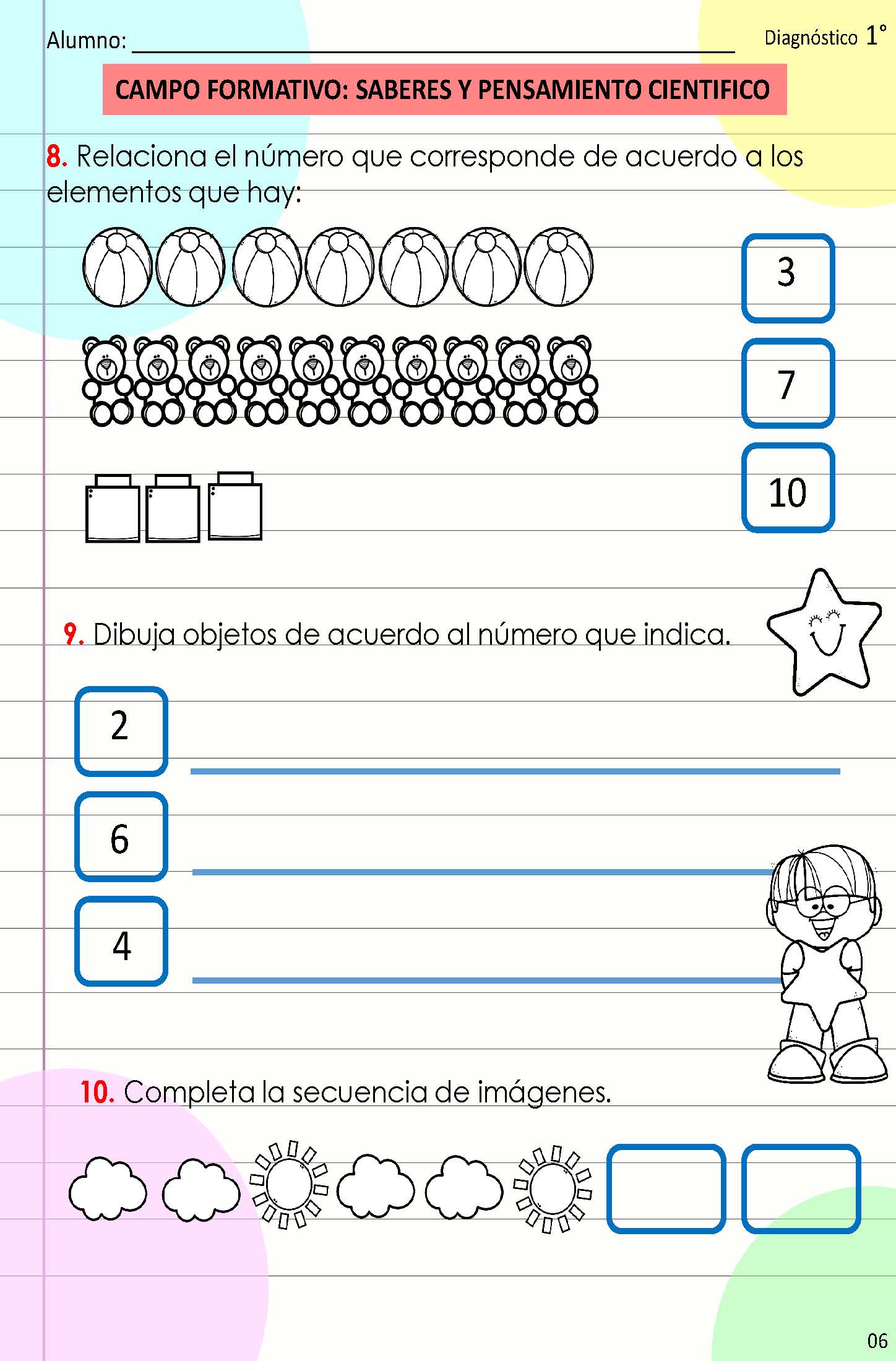 EXAMEN DIAGNÓSTICO PARA 1°GRADO Y 1º DE PRIMARIA 2023-2024 - Imagenes ...