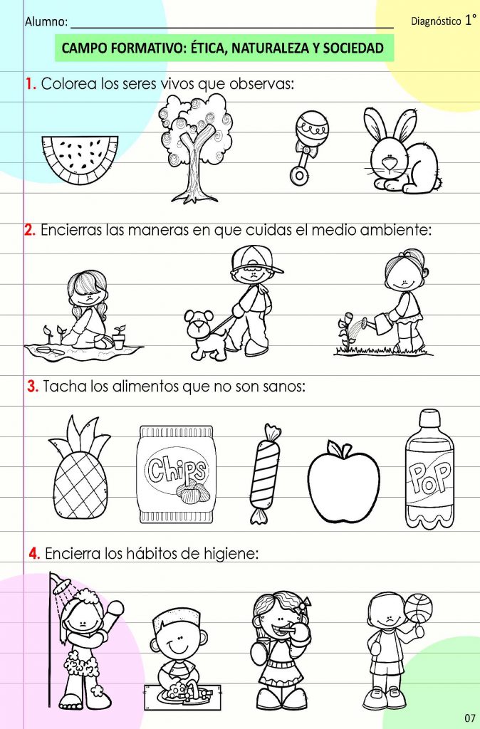EXAMEN DIAGNÓSTICO PARA 1°GRADO Y 1º DE PRIMARIA 2023-2024 - Imagenes ...