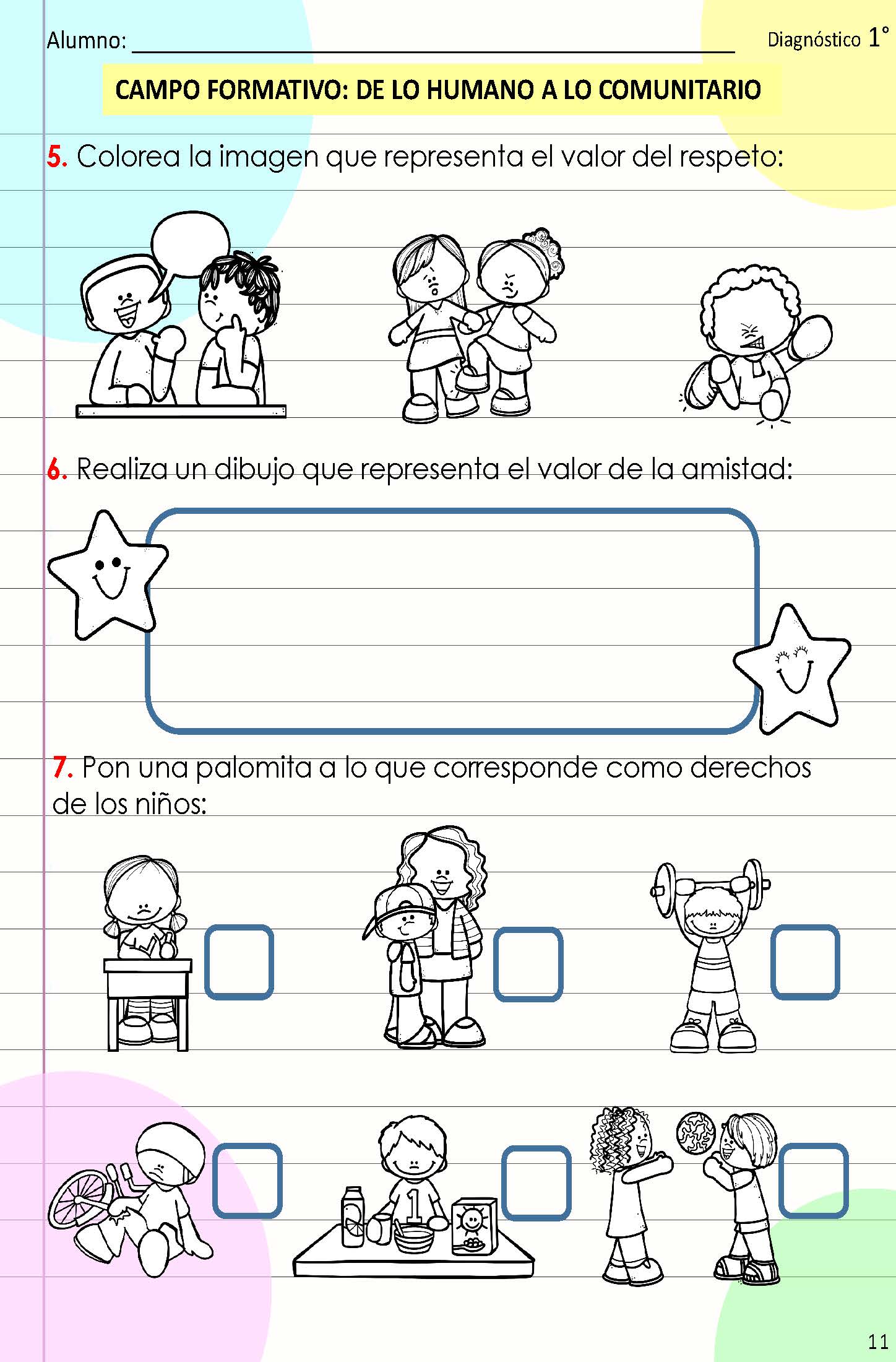 EXAMEN DIAGNÓSTICO PARA 1°GRADO Y 1º DE PRIMARIA 2023-2024 - Imagenes ...